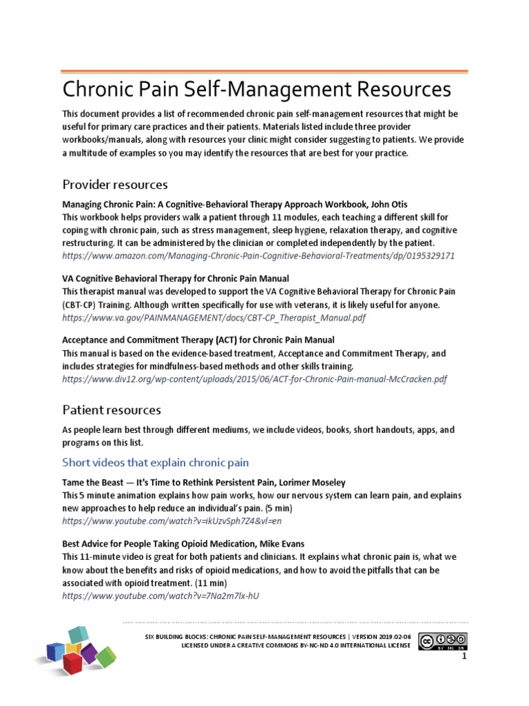 Chronic Pain Self Management Resources 2019-02-06 | PDF | Mindfulness ...