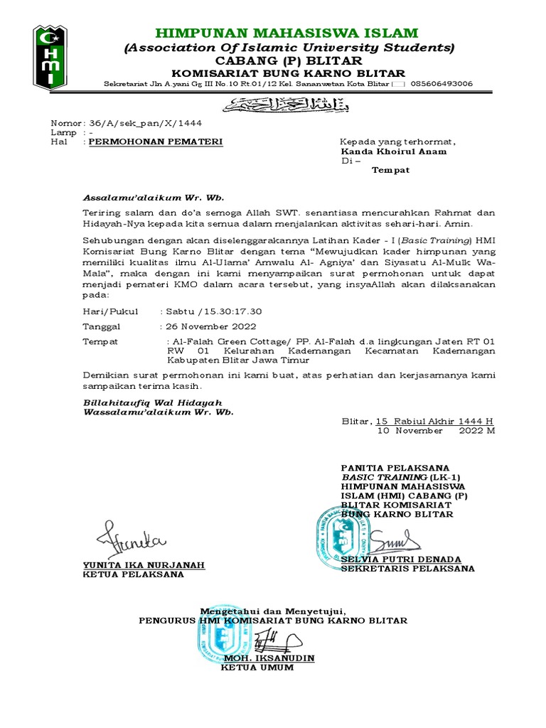 36 Undangan Pemateri Kanda Khoirul Anam KMO | PDF