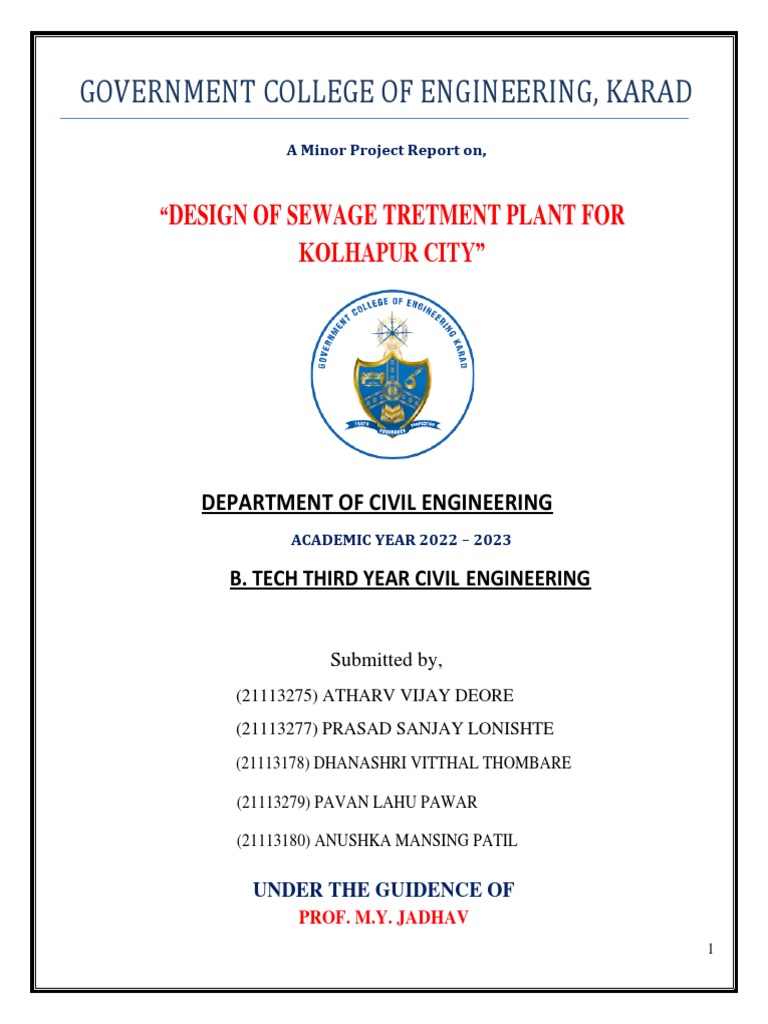T. Y. Civil Minor Project Report - 3 | PDF | Sewage Treatment | Water ...