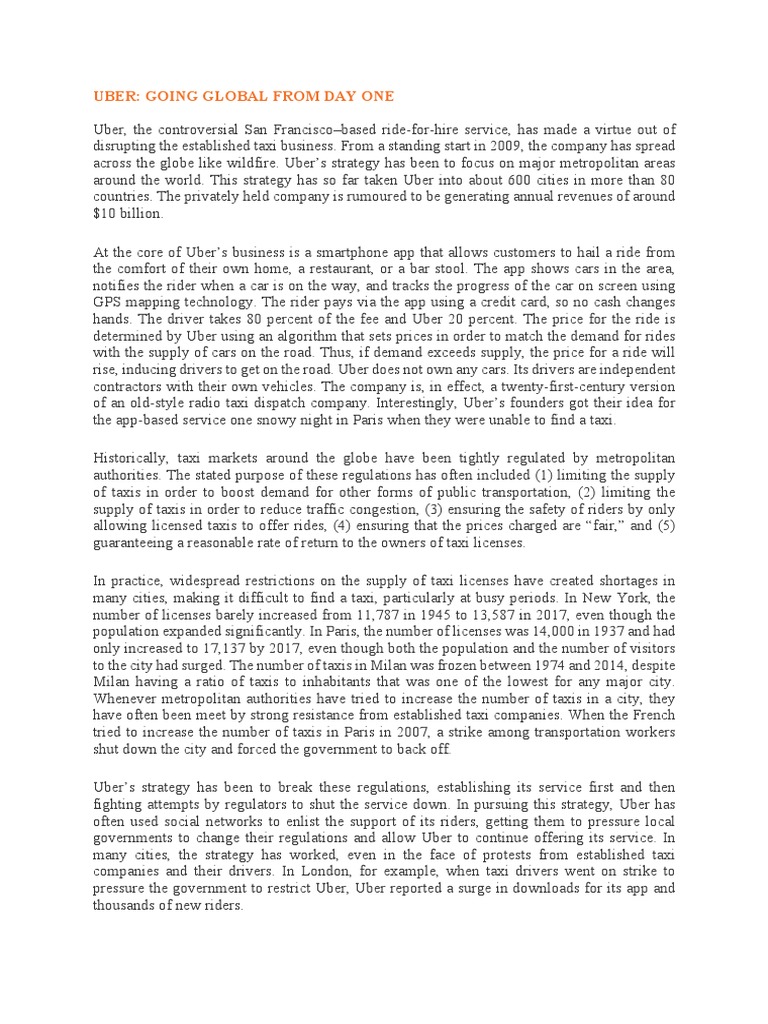 Uber Going International - Case Study | PDF