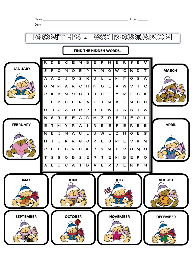 Sopa de letras - MONTHS | PDF