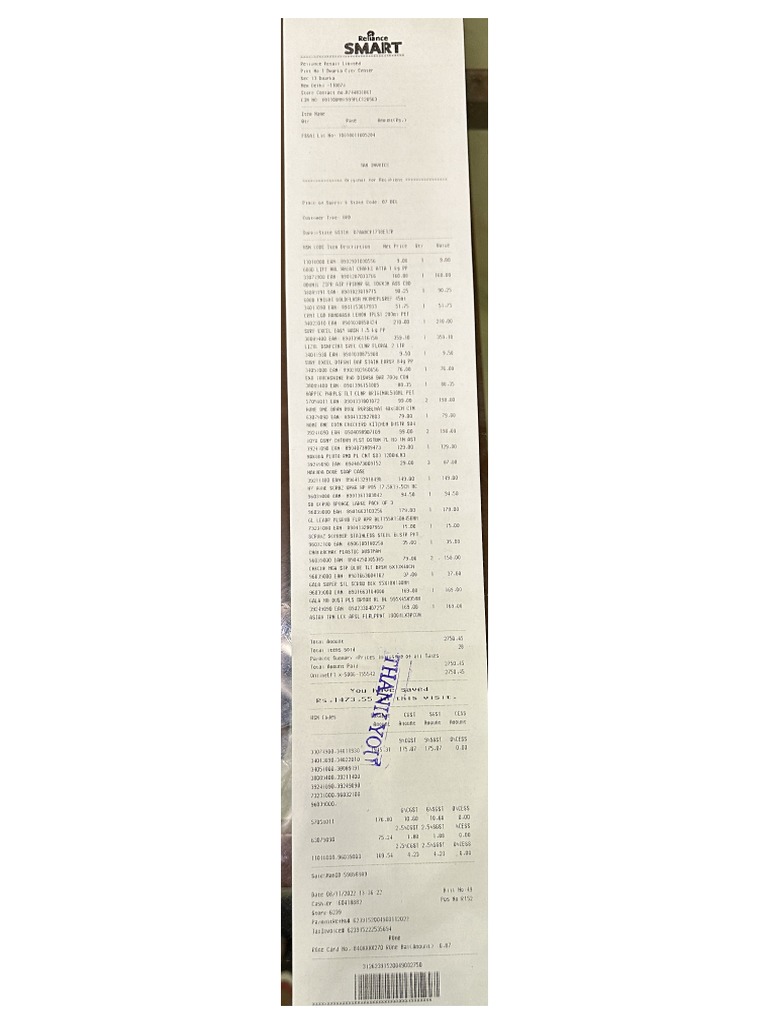 Reliance Mart Bill | PDF
