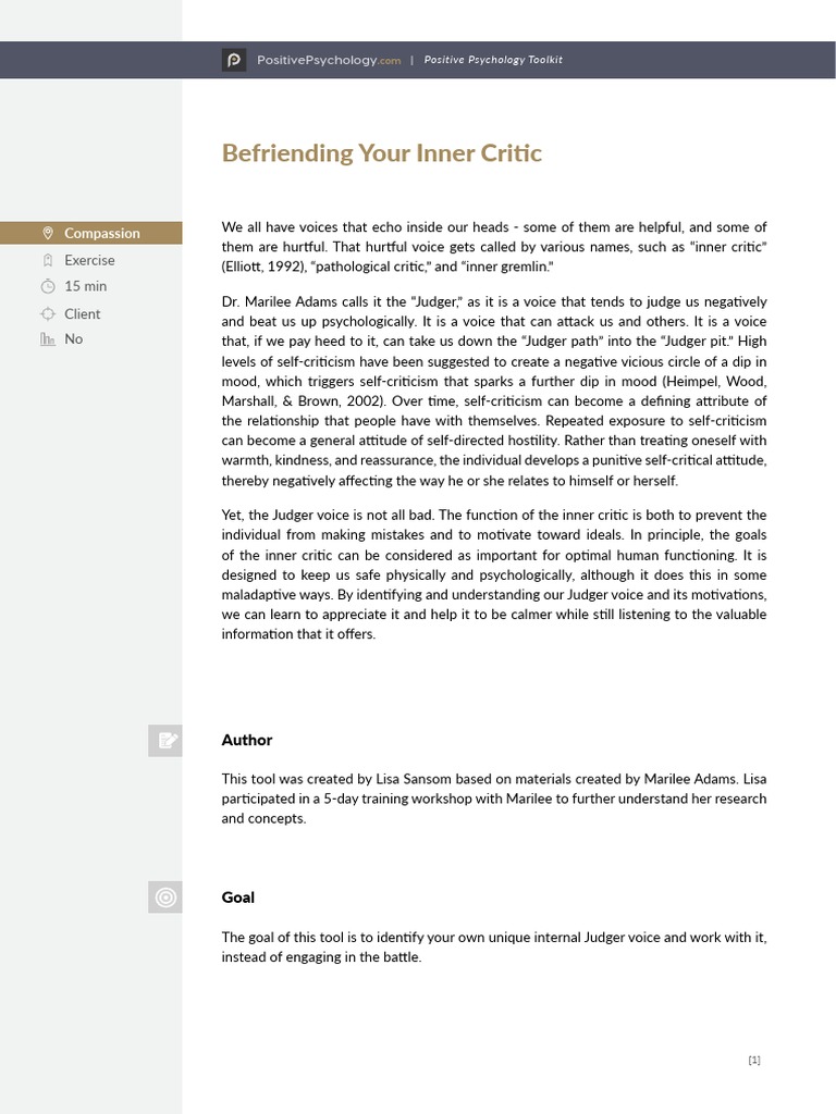 Befriending- Your-Inner-Critic | PDF | Cognition | Cognitive Science