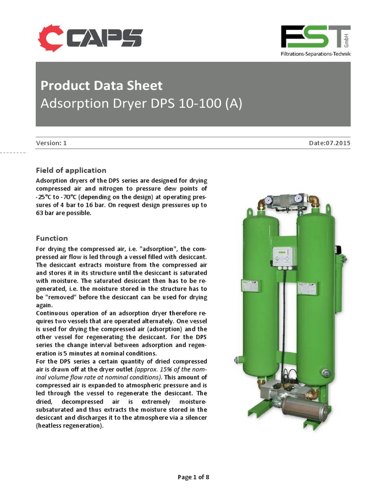 CAPS-Data Sheet FST DPS 10-100 (A) - July 2015 | PDF | Valve | Adsorption
