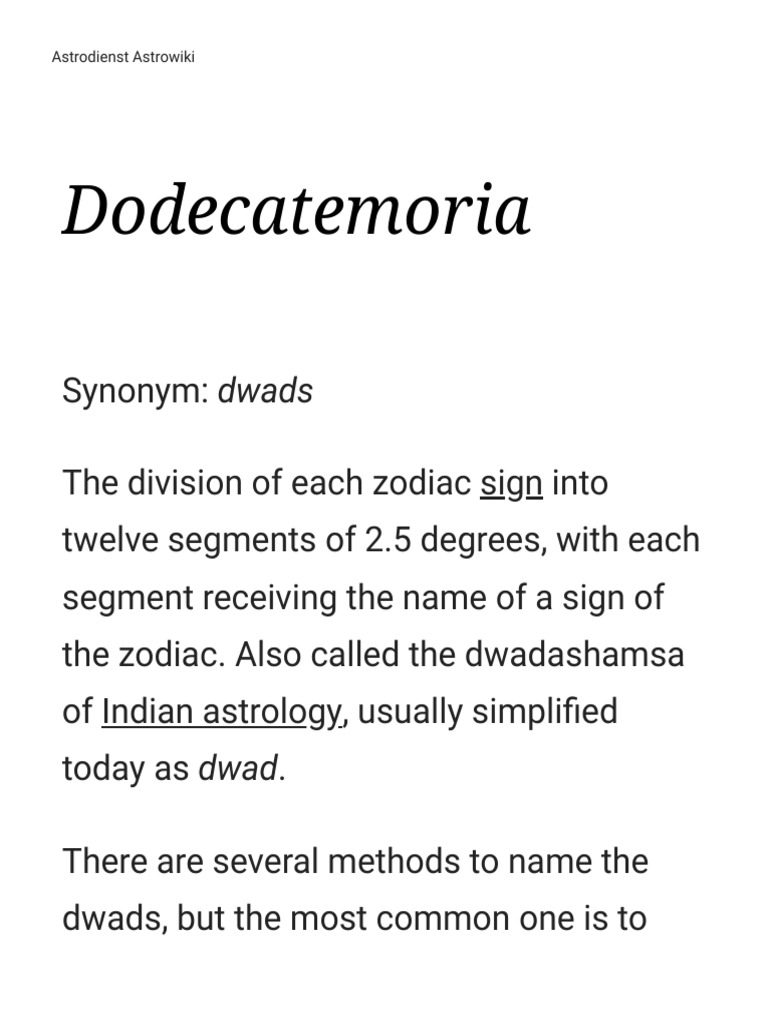 Dodecatemoria - Astrodienst Astrowiki | PDF