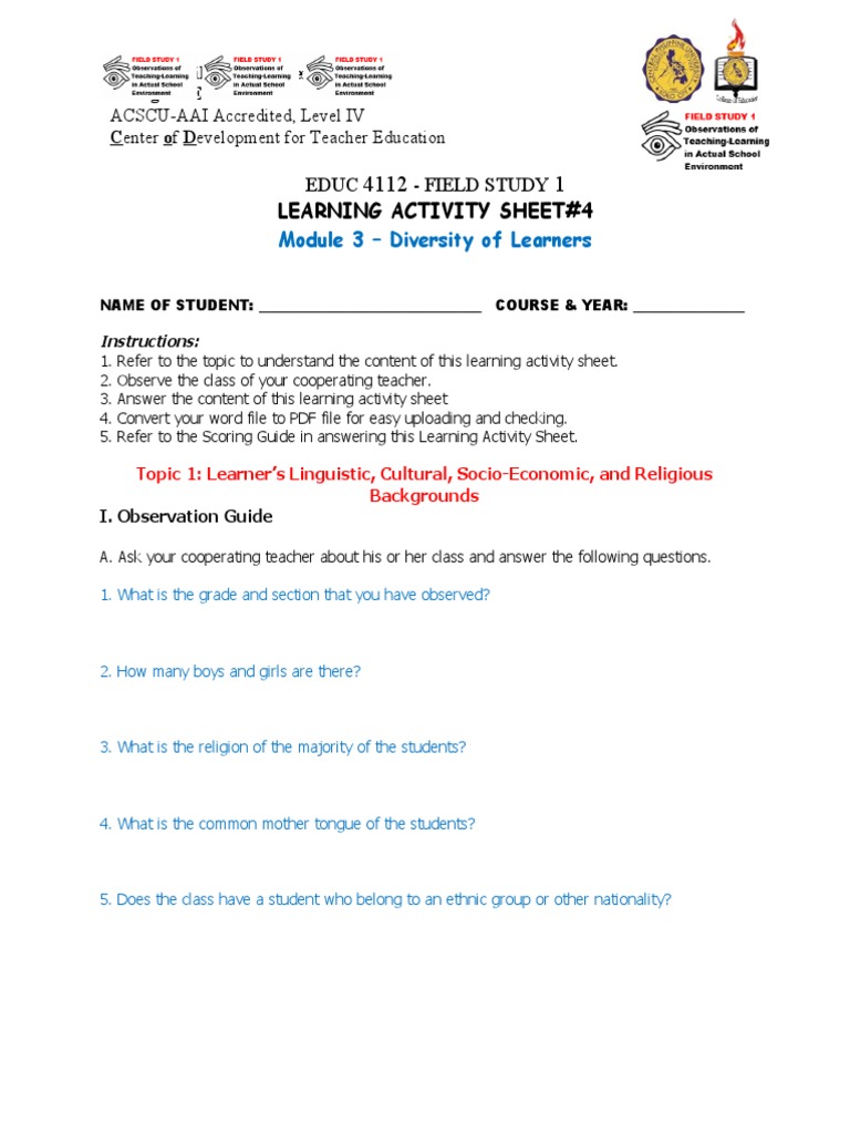 Learning Activity Sheet Module 3 | Download Free PDF | Intellectual ...