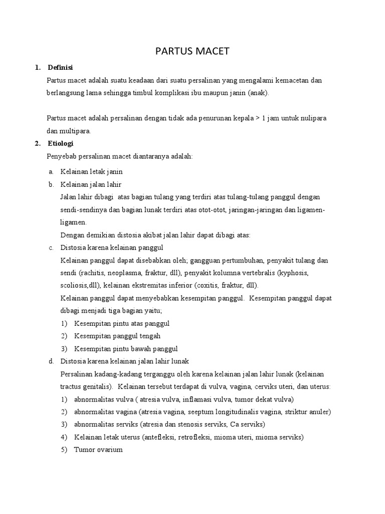 Ringkasan Materi Partus Macet | PDF | Sains & Matematika