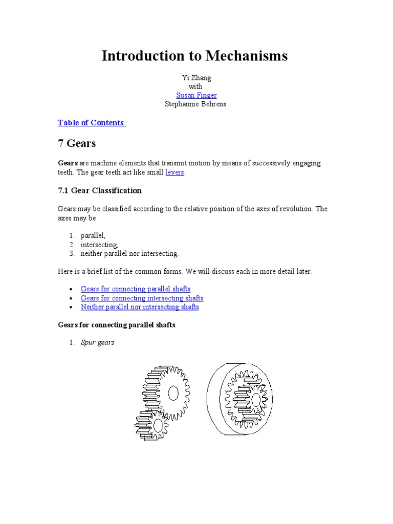 Introduction To Mechanisms: 7 Gears | PDF | Gear | Rotation Around A ...