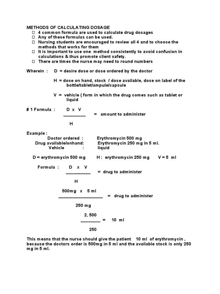 Calculating Dosage | PDF | Grain (Unit) | Dose (Biochemistry)