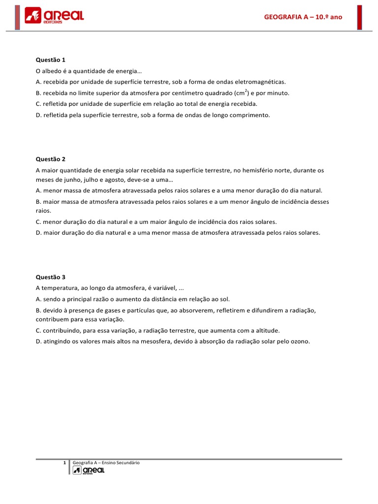 4ae Rx10 Quiz Radiacao Solar-Raio X | PDF | Radiação eletromagnética ...