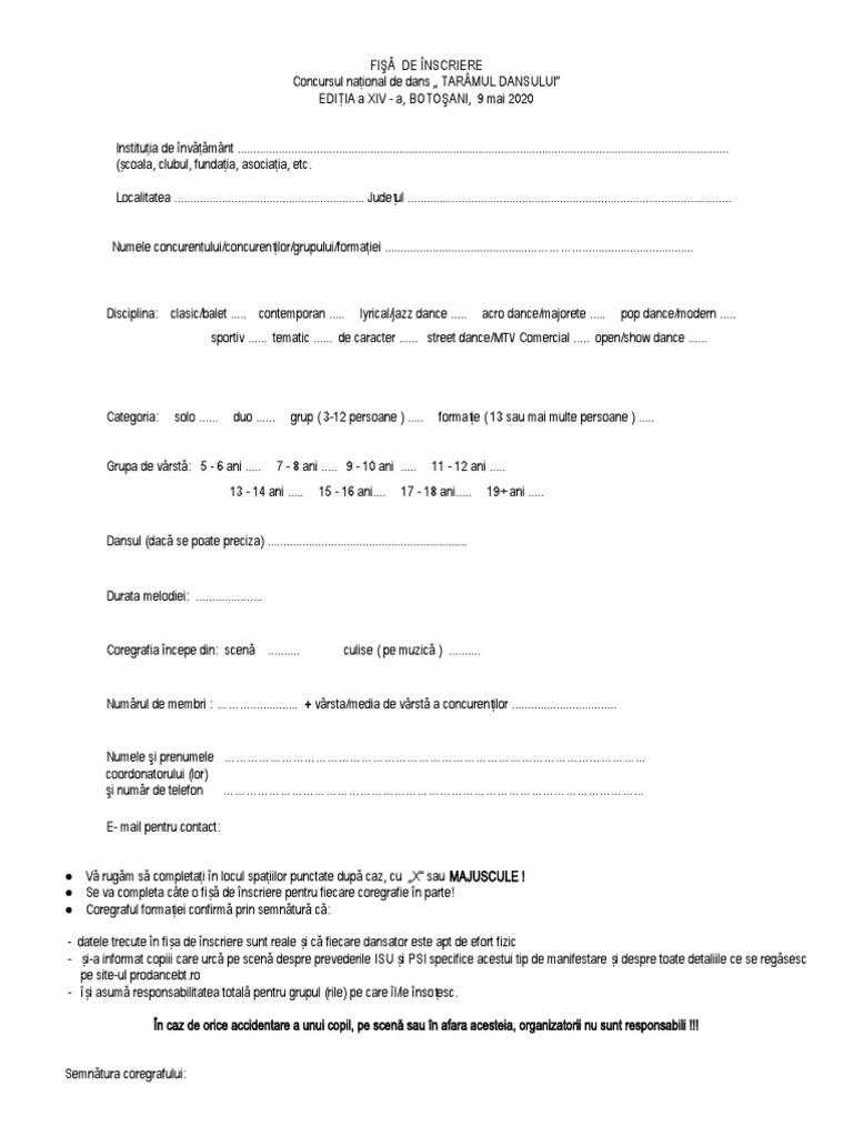 03 Fisa de Inscriere | PDF