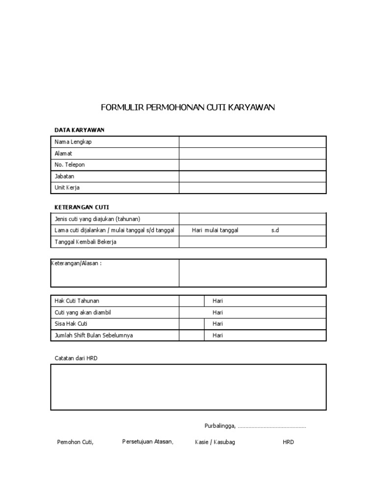 Form Cuti Karyawan | PDF