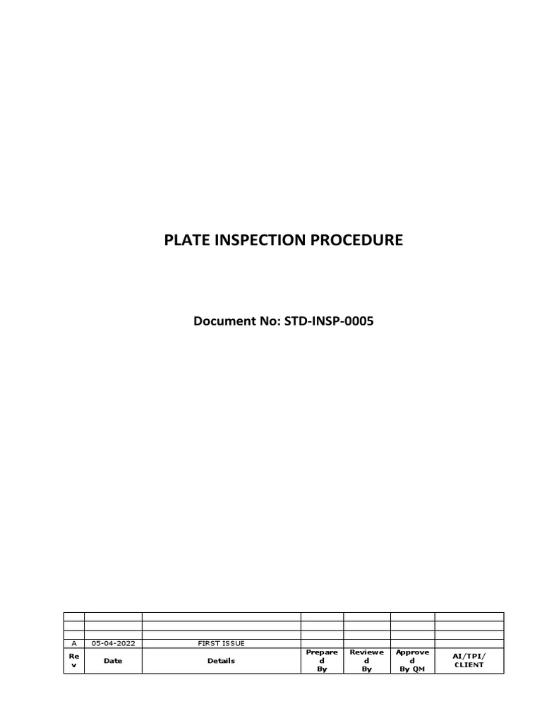 STD-InSP-0005 (Plate Inspection Procedure) | PDF | Business Process ...