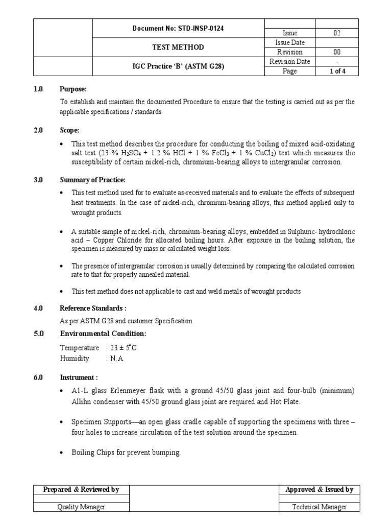 STD-INSP-0124 IGC Practice - B - (ASTM G28) | PDF