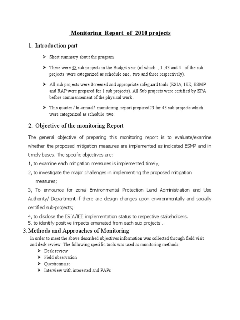 Annual ESMP Report Format | Download Free PDF | Economies