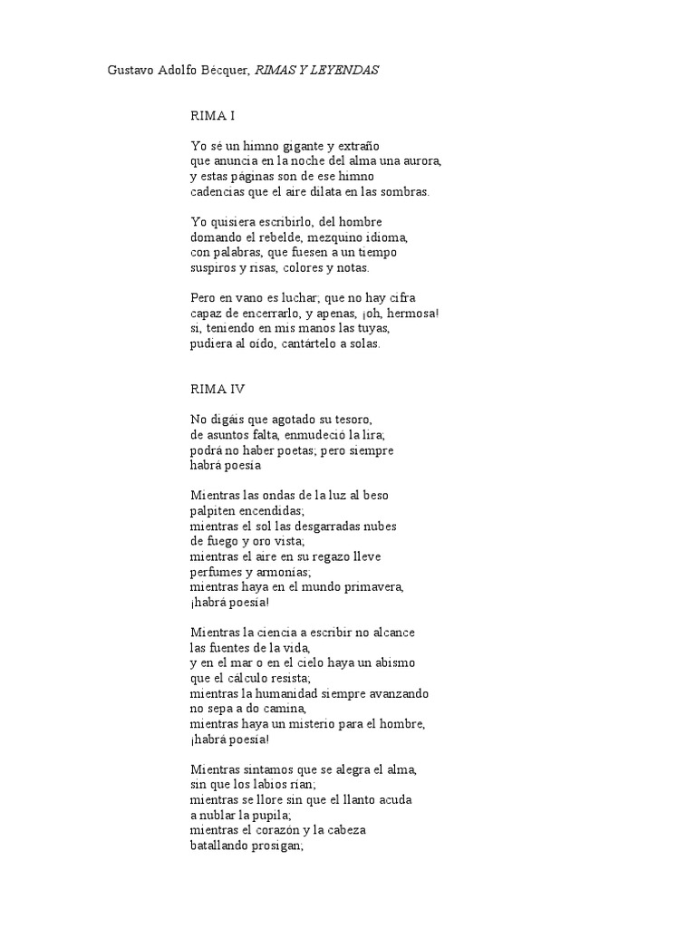 Bécquer-Rima I y IV | PDF