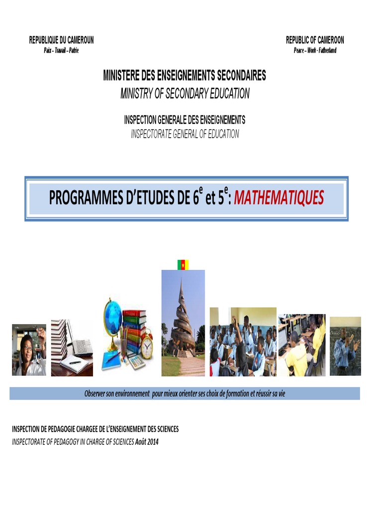 Programme de Mathématiques 6ème Cameroun | PDF