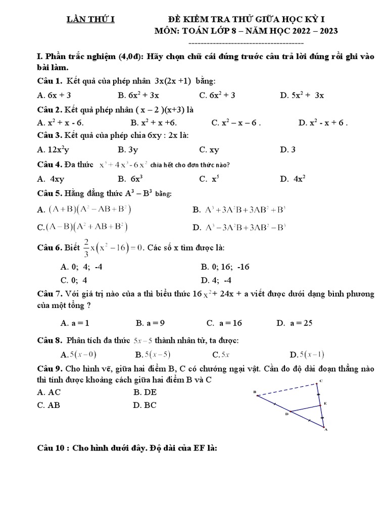 Kiem Tra Thu GK1 Toan 8 | PDF