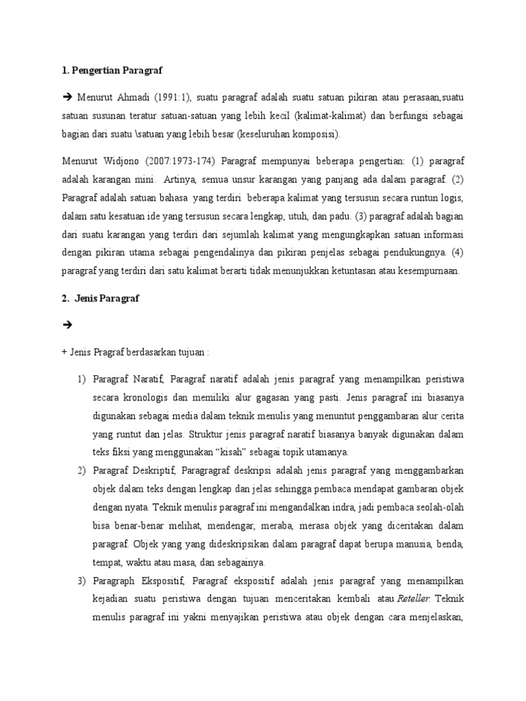 Pengertian Paragraf, Jenis, Dan Pola Pengembangan | PDF