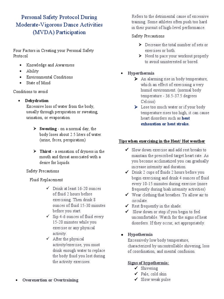 Safety Guidelines for Moderate to Vigorous Dance Activities: Preventing ...