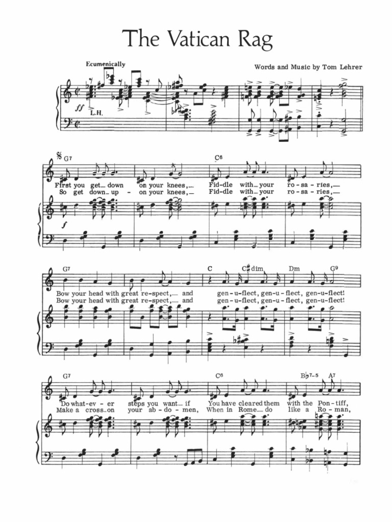 The Vatican Rag Tom Lehrer | PDF | Music And Humour | Songs