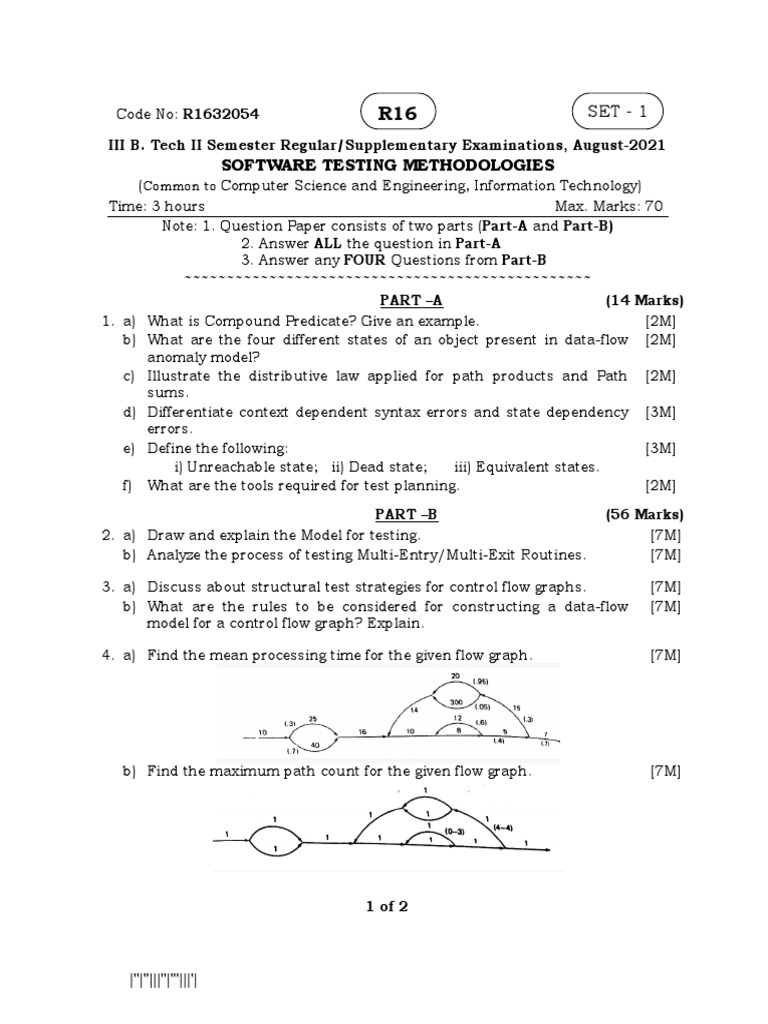 Software Testing Methodologies Aug 2021 Pdf Control Flow Software Testing