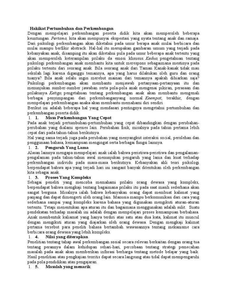 UAS PPD - Hakikat Pertumbuhan Dan Perkembangan | PDF