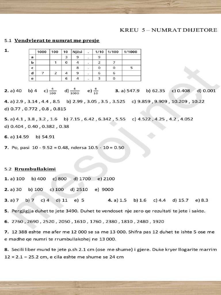 Matematika 7 Fletore Pune (Ideart) - Zgjidhjet | PDF