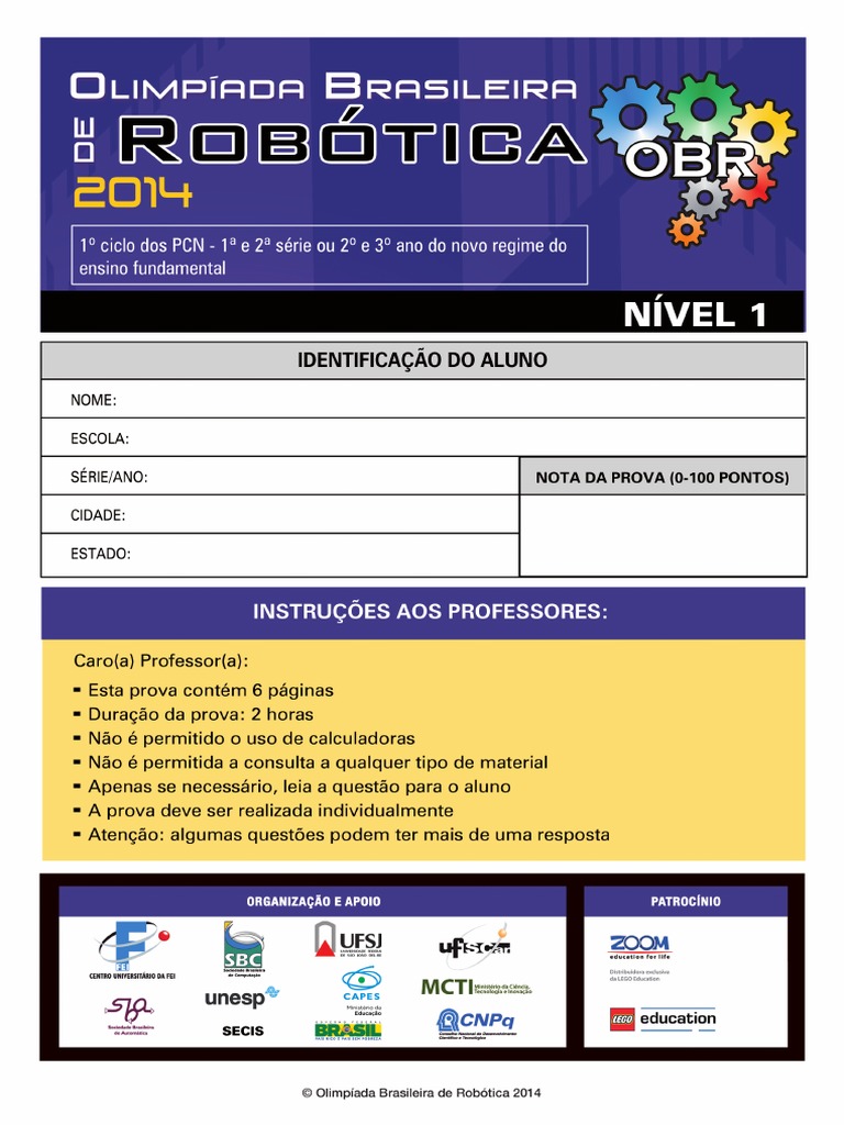 Prova Obr | PDF | Robô | Robótica