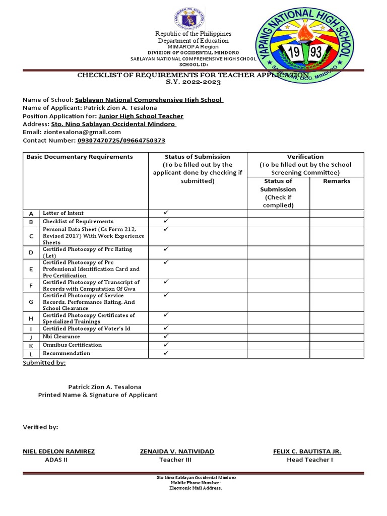 Checklist V.O 2 | PDF | Schools | Homeschooling
