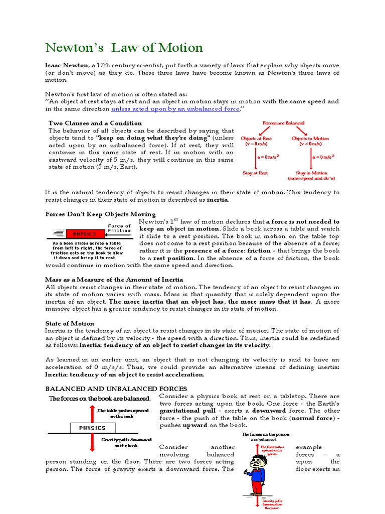 Newton First Law of Motion | PDF | Force | Inertia