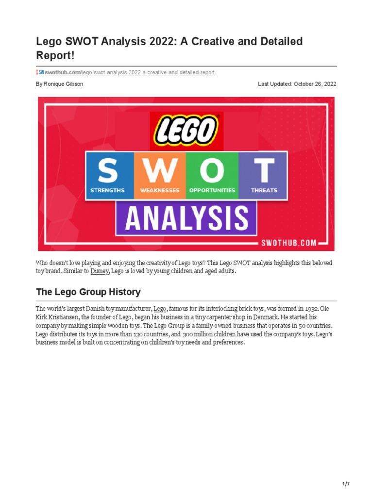 Lego SWOT Analysis 2022 A Creative and Detailed Report | PDF | Toys | Swot Analysis