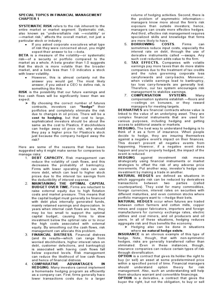 Special Topics in Financial Management | PDF