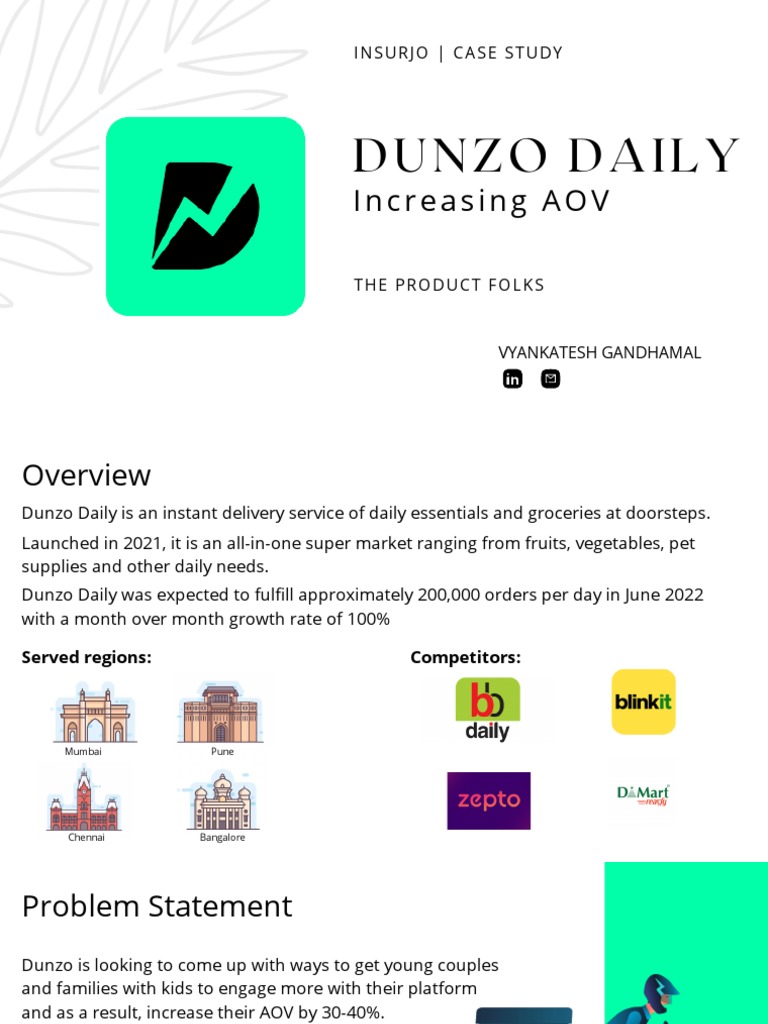 Dunzo Case Study | PDF | Grocery Store | Retail