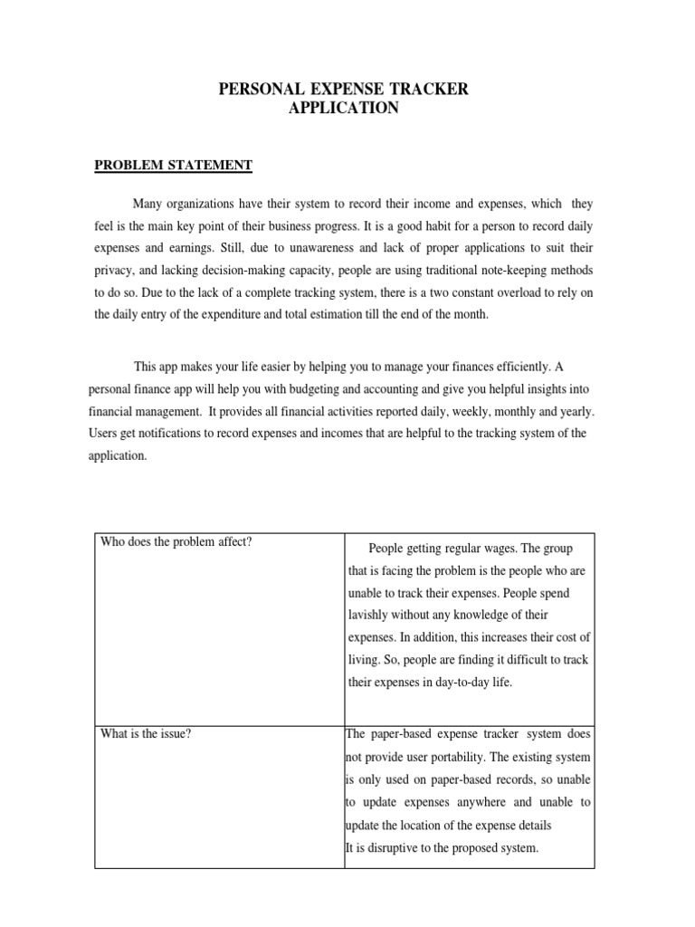 IBM - Problem Statement - Personal Expense Tracker | PDF | Cost Of ...