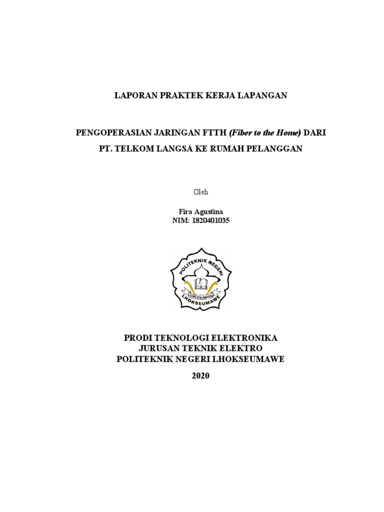 Pengoperasian Jaringan FTTH Telkom | PDF