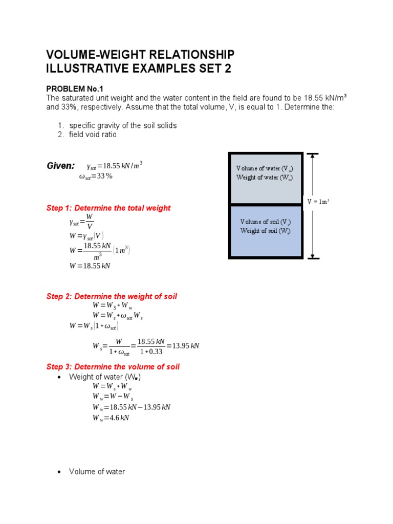 Week 3. Volume - Weight Rel Problems Set 1 | PDF | Applied And ...