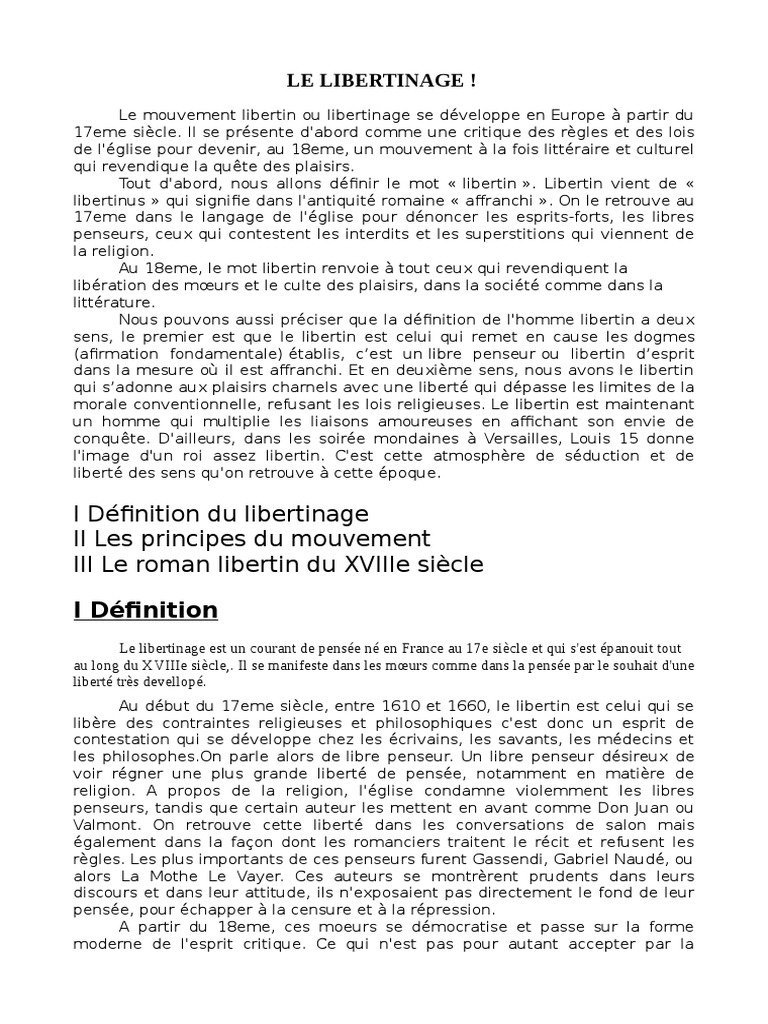 Définition et principes du libertinage | PDF