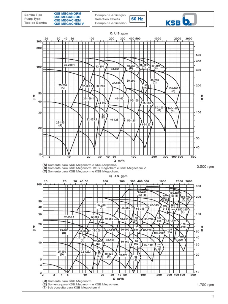 Catálogo de Bombas KSB Meganorm | PDF | Força | Taxas