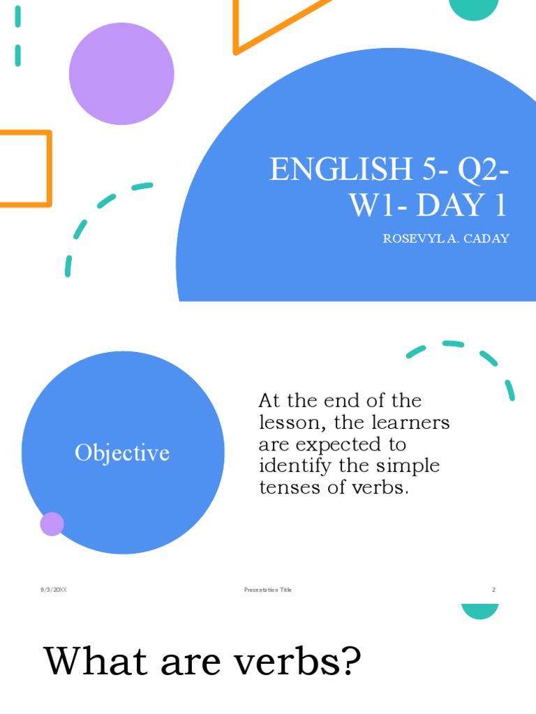 English 5 - q2 - w1 - Day 1 | PDF | Grammatical Tense | Verb