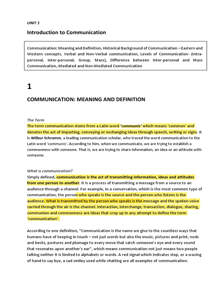 Unit1 Intro To Communication Pdf Communication Code