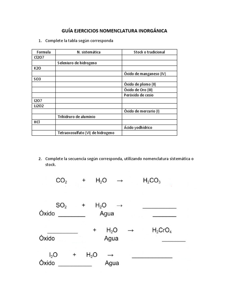 Ejercicios Nomenclatura | PDF