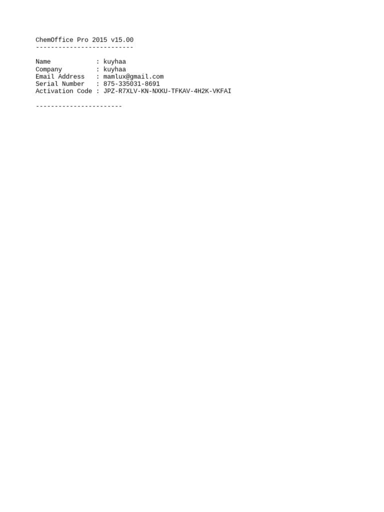 ChemOffice Pro 2015 Activation Info | PDF | Business | Technology ...