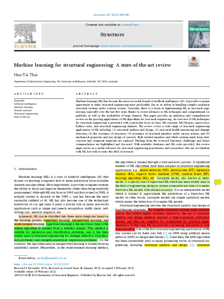 Machine Learning For Structural Engineering (April 2022) | PDF ...