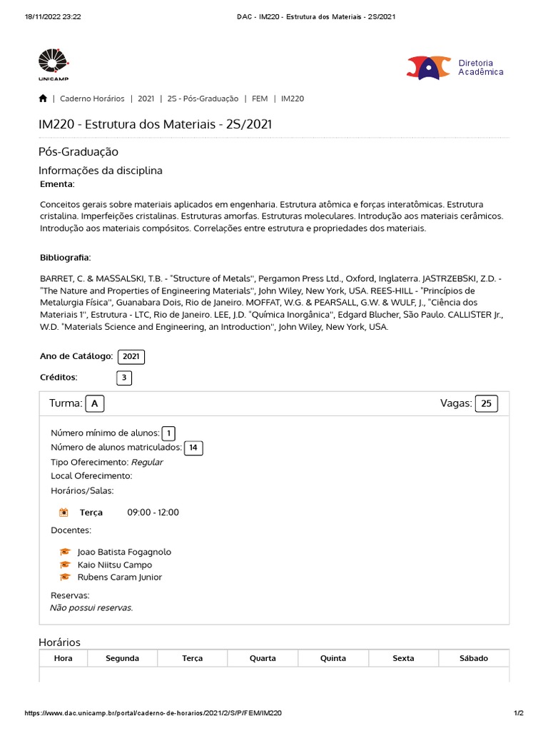 Estrutura dos Materiais IM220 Unicamp | PDF | Ciência de Materiais | Natureza