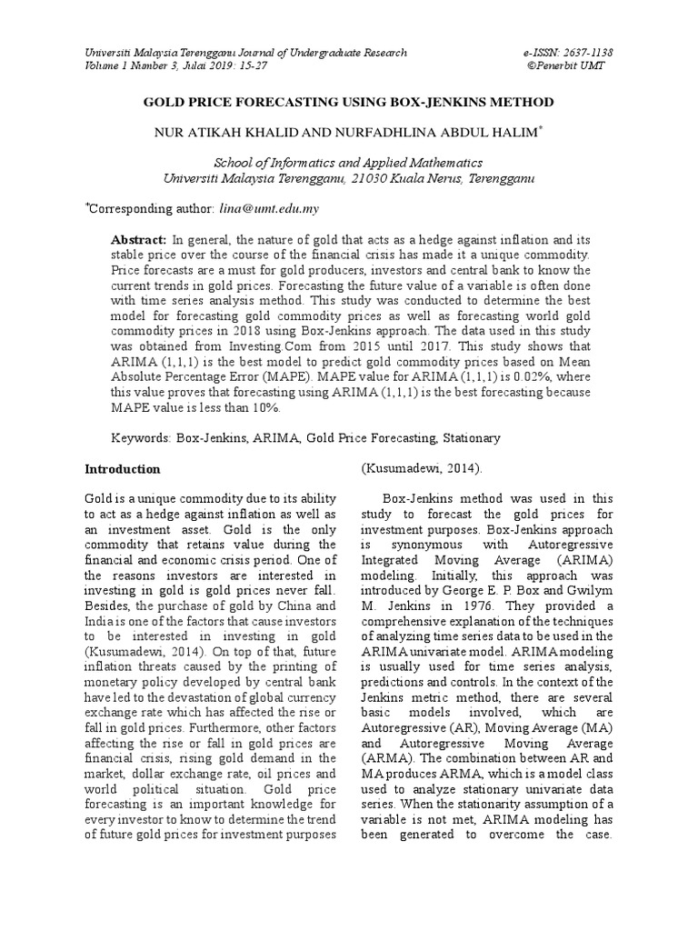 Gold Price Forecast W Box-Jenkins | PDF | Autoregressive Integrated ...