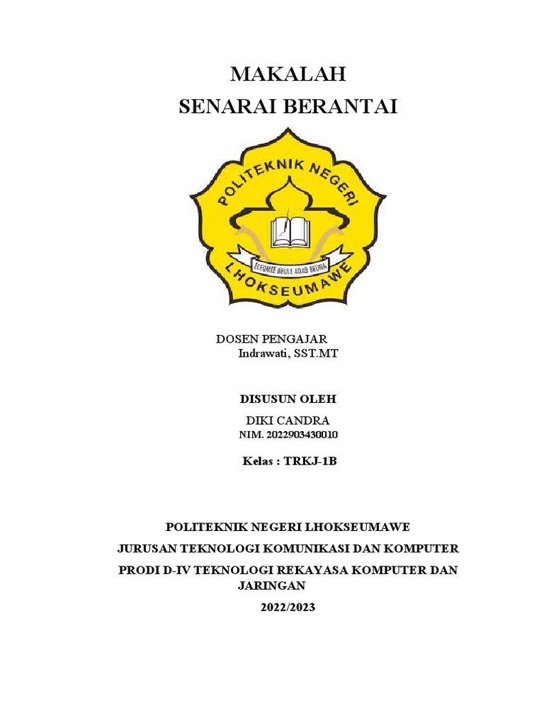 Makalah Linked List Dalam Bahasa C | PDF | Metode & Bahan Ajar | Sains & Matematika
