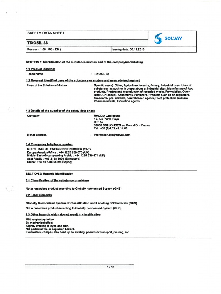 MSDS Tixosil 38 | PDF