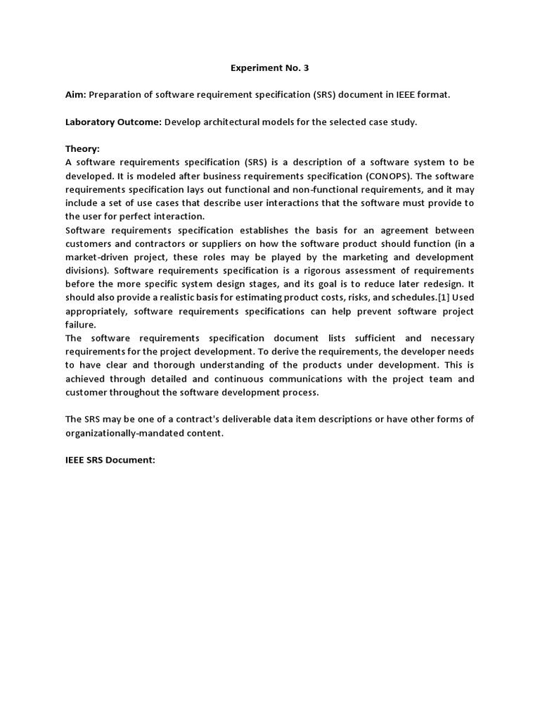 Developing an IEEE Standard Software Requirements Specification for a Student Management System ...