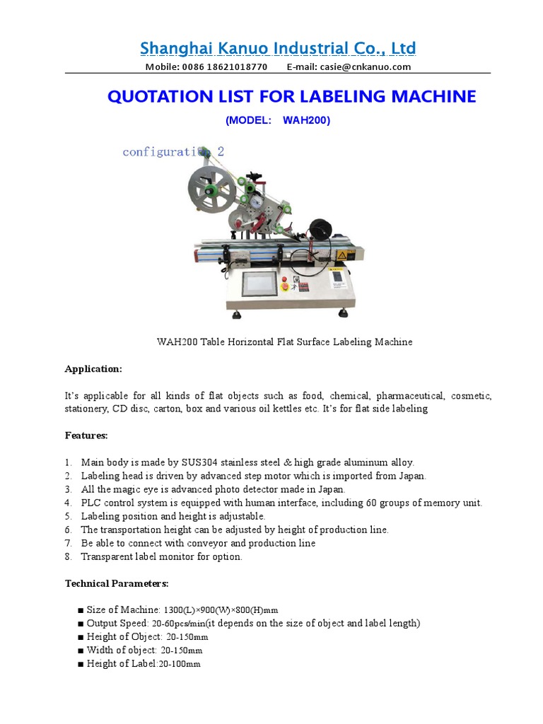 WAH200 Table Horizontal Labeling Machine | PDF | Computers | Technology ...
